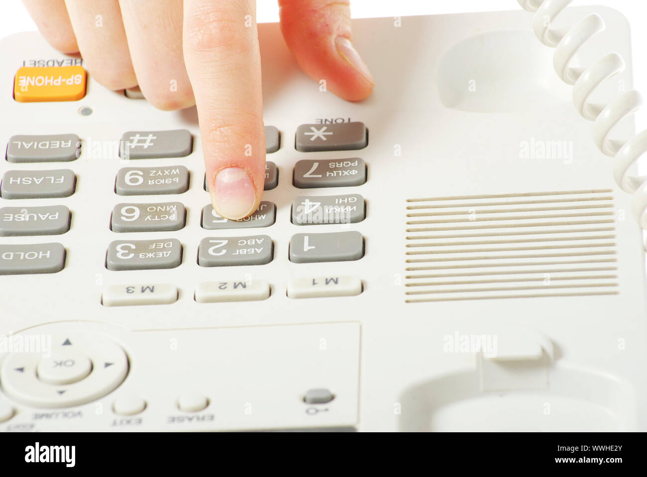 finger with white telephone keypad Stock Photo - Alamy