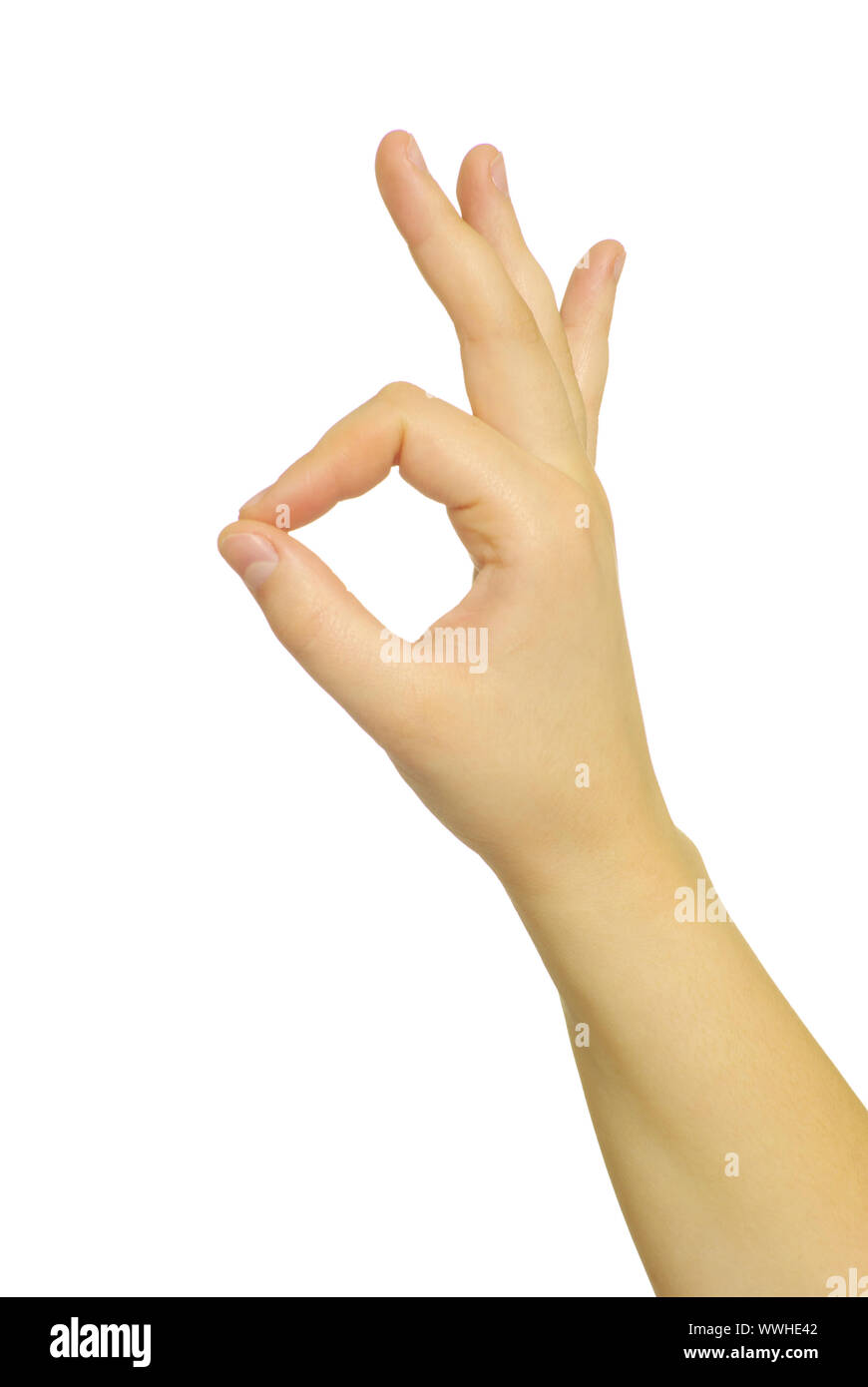 Gesture of the hand on white background Stock Photo - Alamy