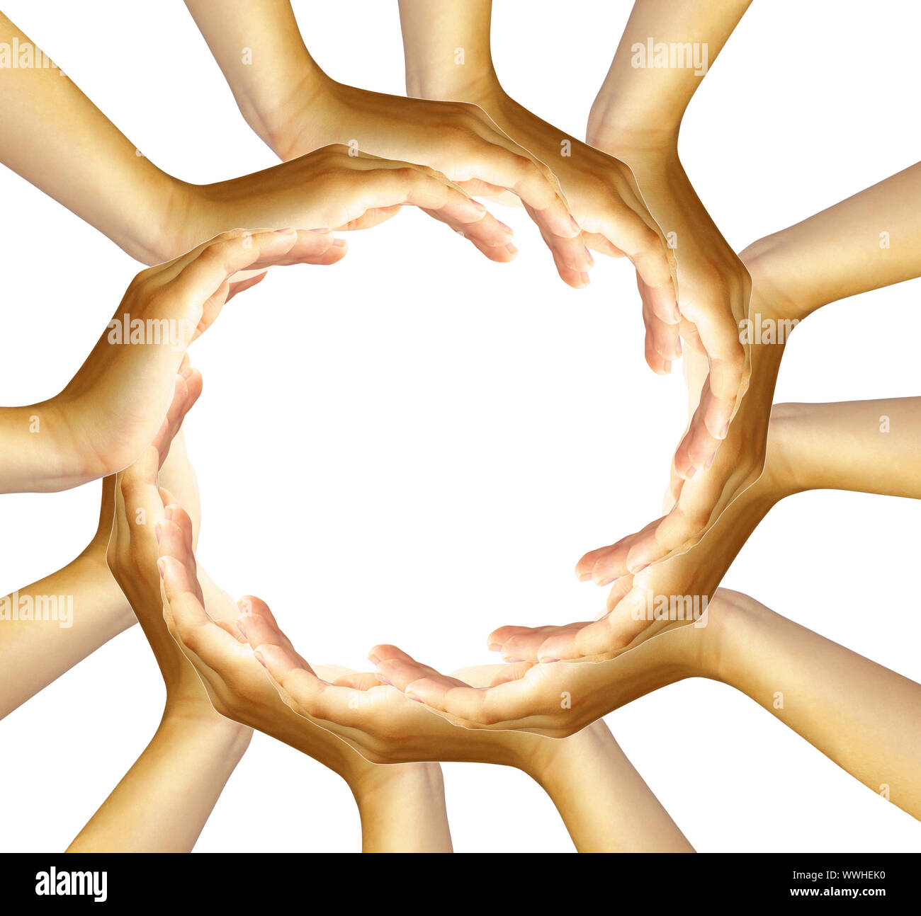 ring of hands isolated on a white Stock Photo - Alamy