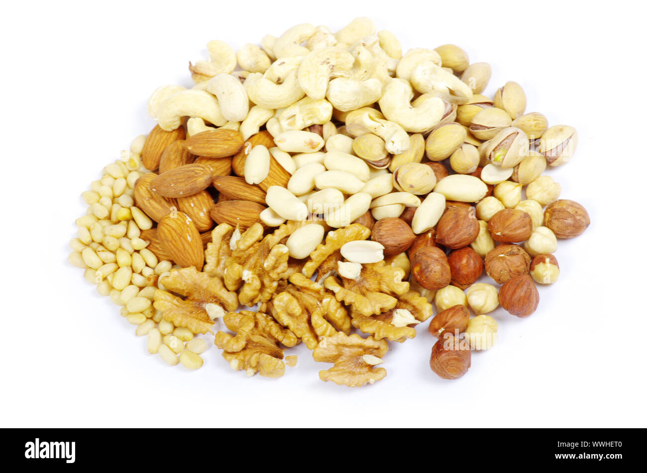 Assorted mixed nuts on white background Stock Photo - Alamy