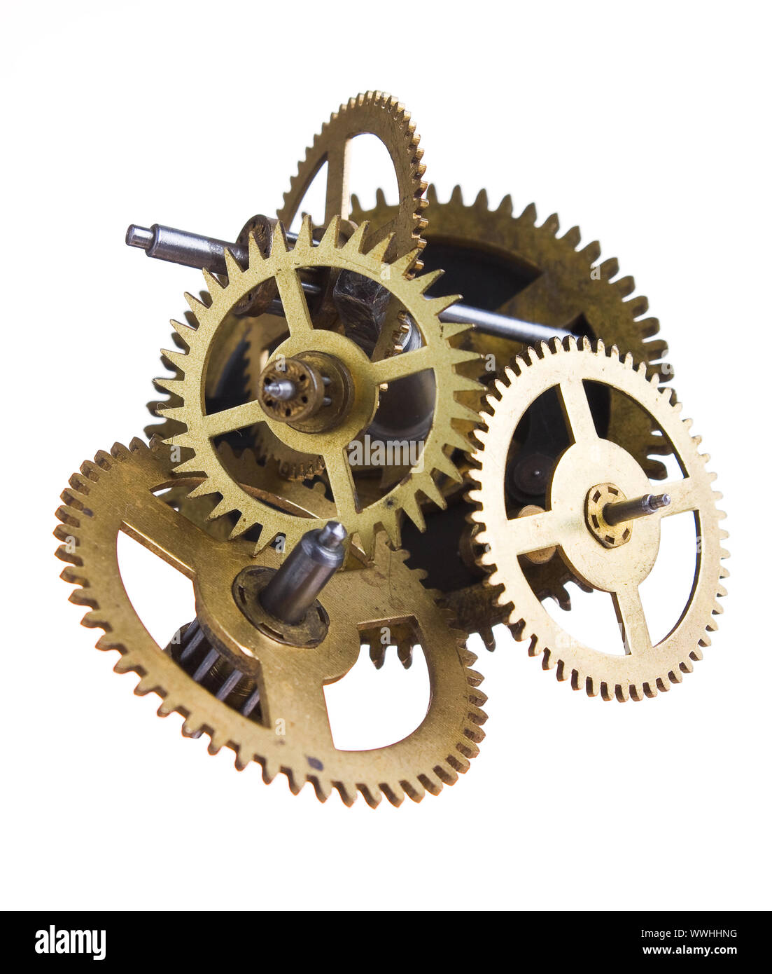 Gear of the clock isolated on white background Stock Photo - Alamy