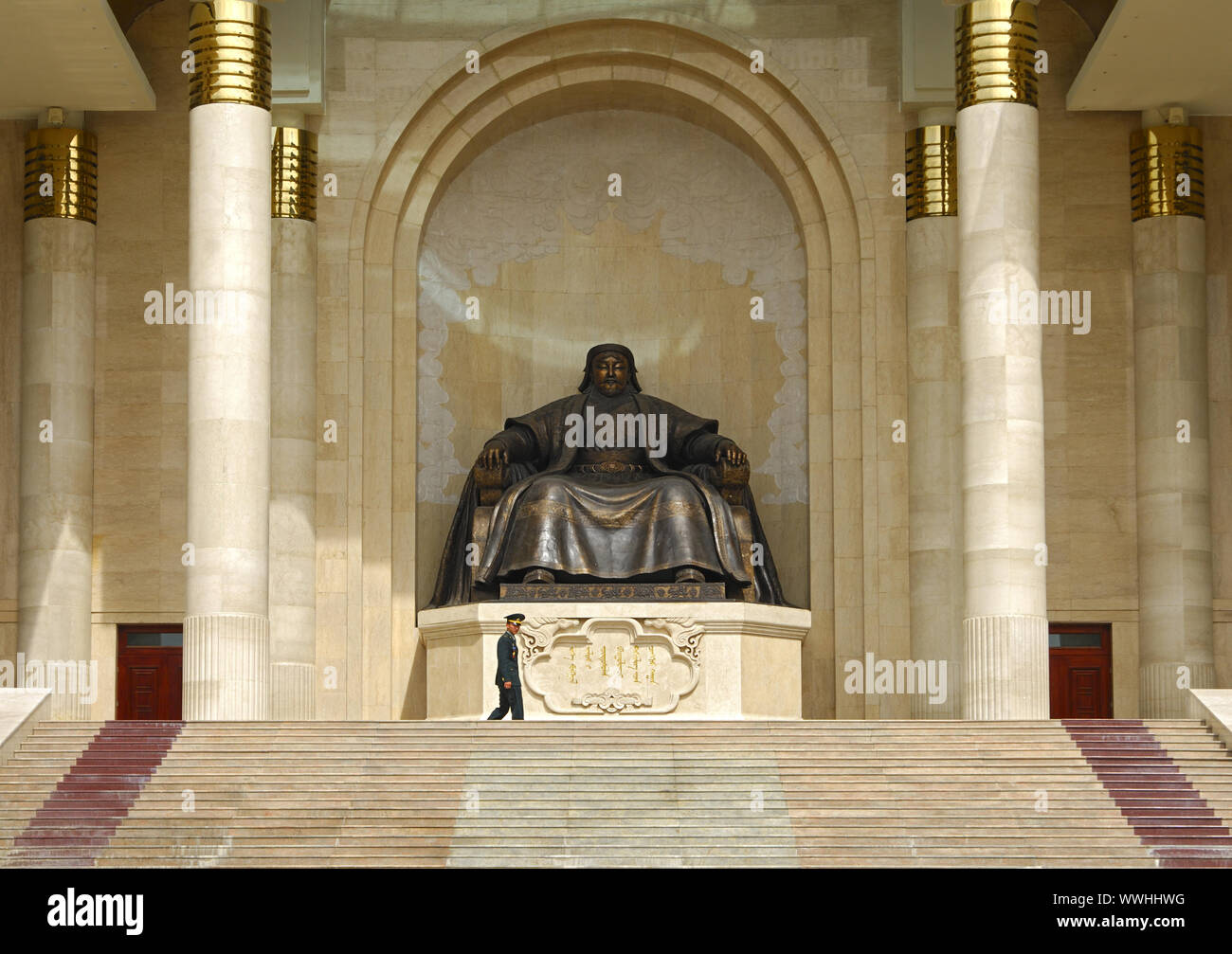 Security guard at Dschinghis Khan Monument, Ulanbator Stock Photo - Alamy