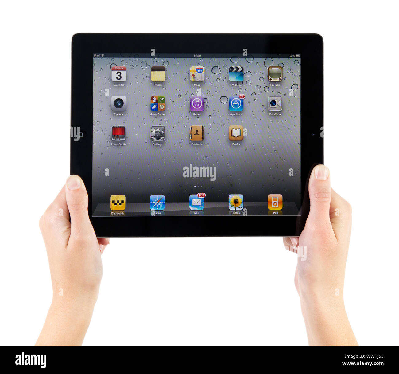 Hands holding tablet web Cut Out Stock Images & Pictures - Alamy