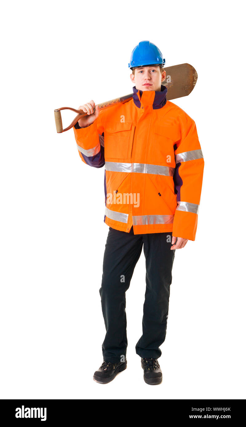 Manual worker isolated on white background Stock Photo - Alamy