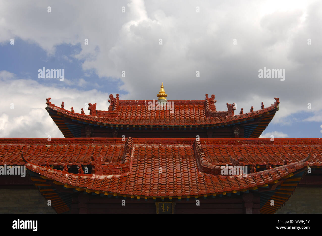 Curved temple roofs, Mongolia Stock Photo - Alamy