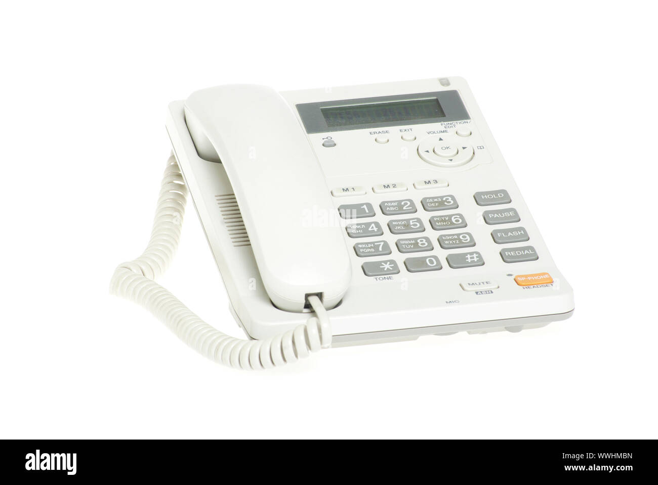 white office telephone on a white background Stock Photo - Alamy
