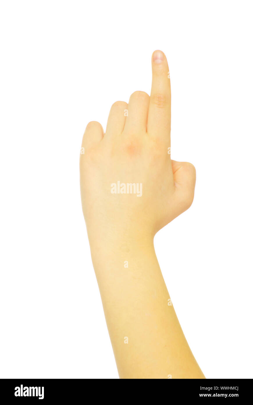 hand touching screen isolated on a white Stock Photo - Alamy