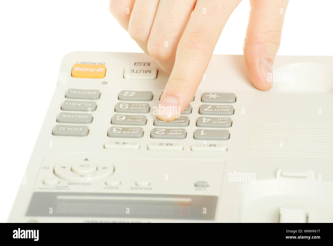 finger with white telephone keypad Stock Photo - Alamy
