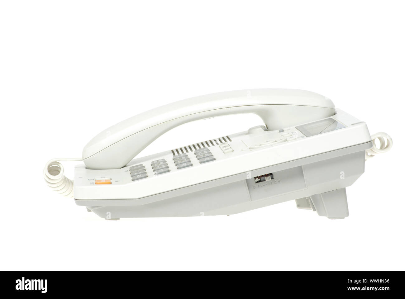 white office telephone on a white background Stock Photo - Alamy