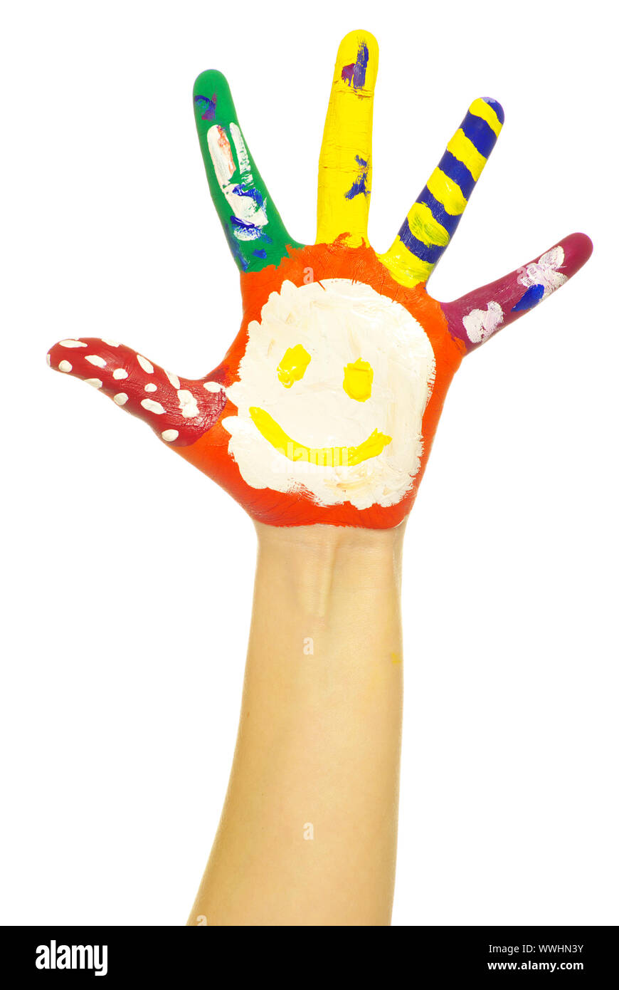 hand painted in colorful paints on white Stock Photo - Alamy
