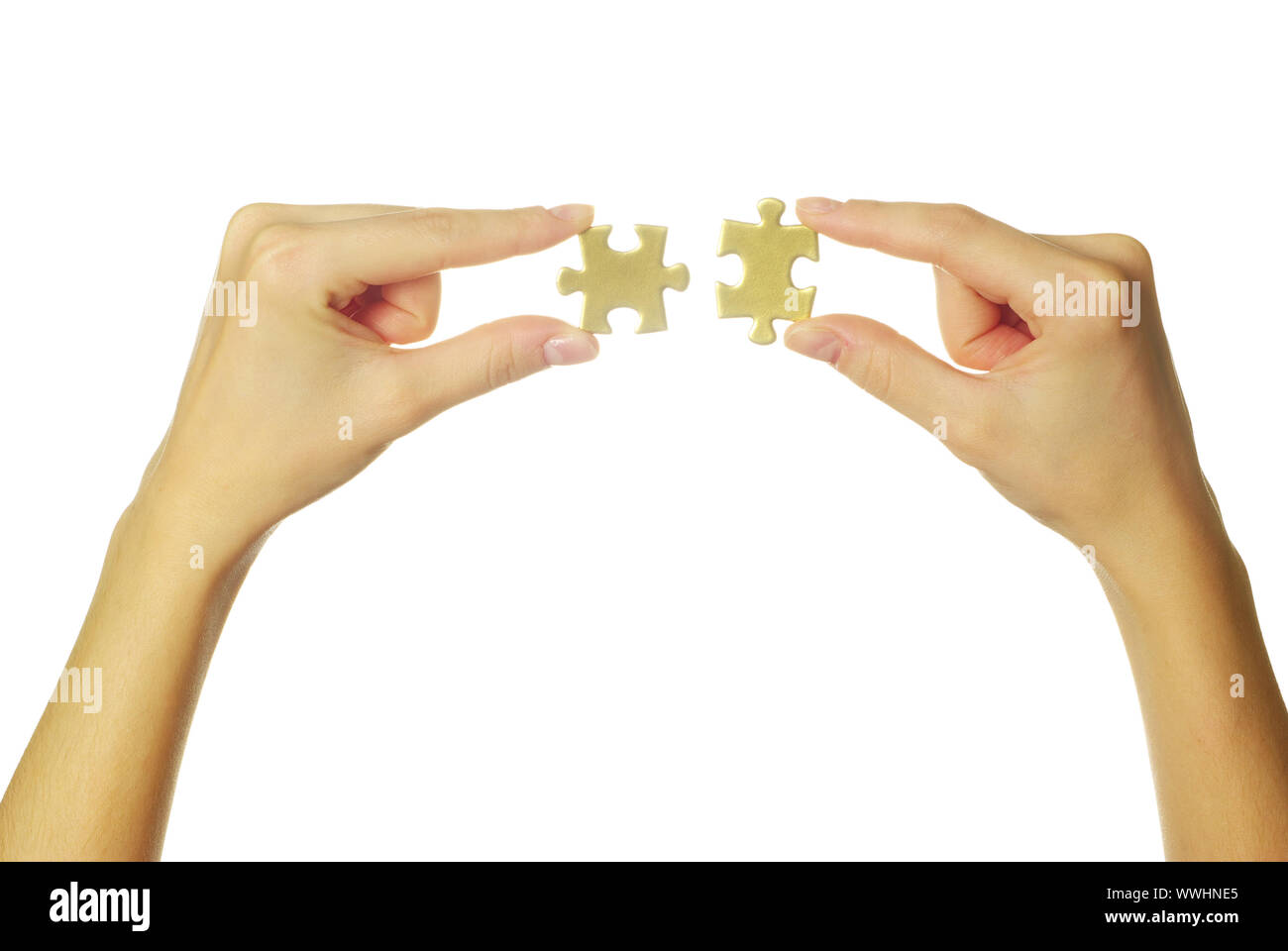 puzzle in hands isolated on white background Stock Photo - Alamy
