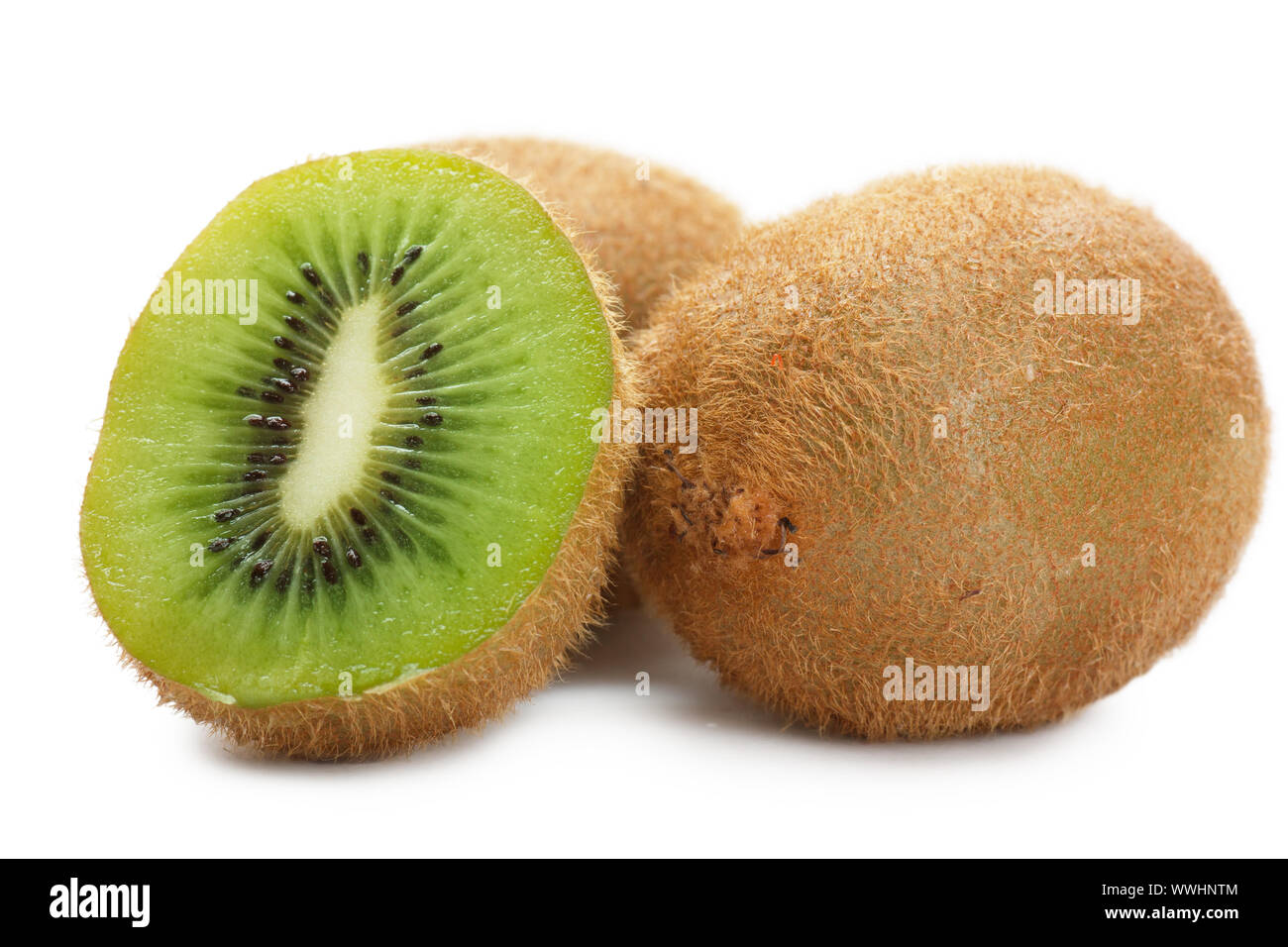 Closeup view of a kiwi fruits isolated over white background Stock ...