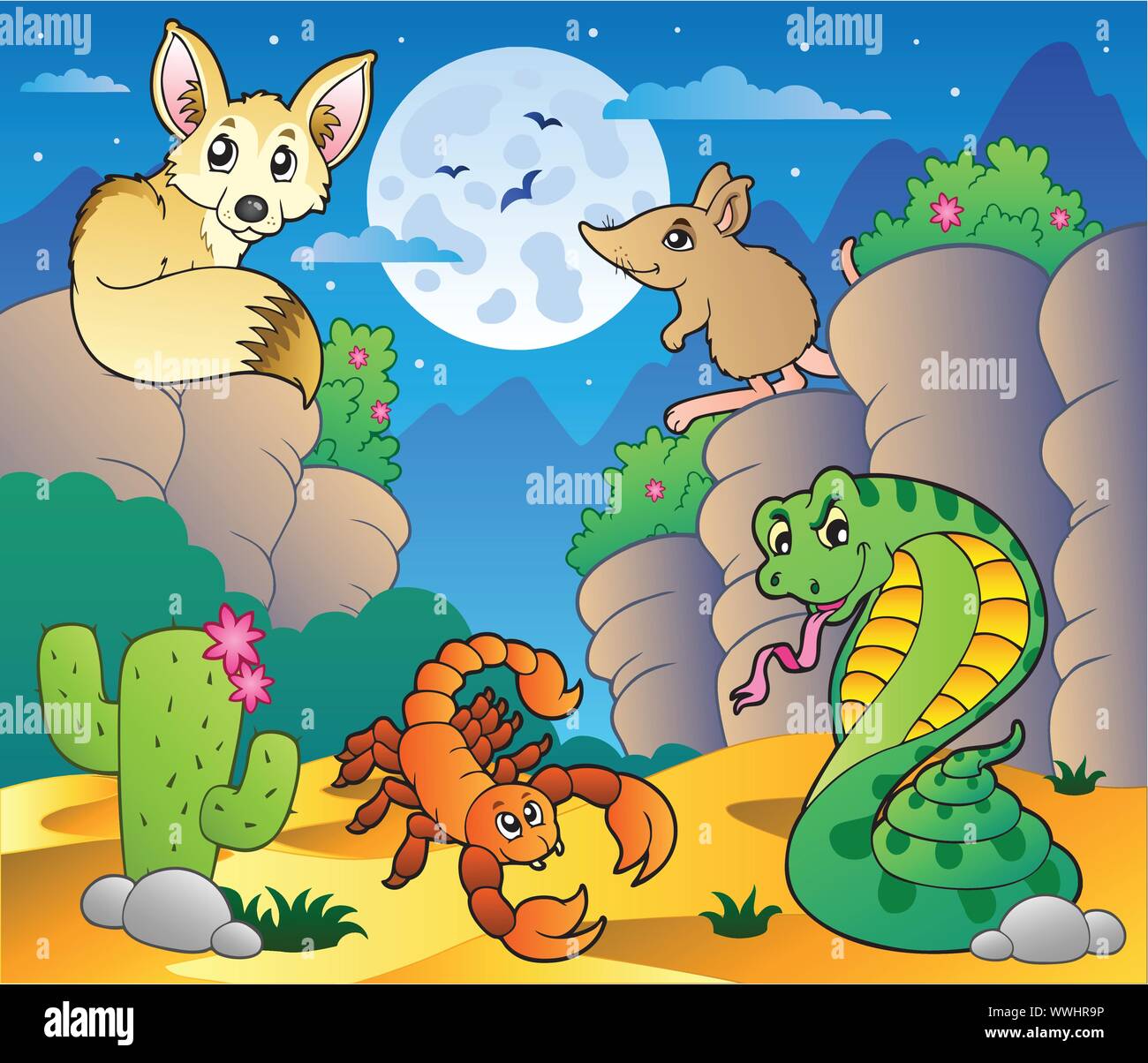 Desert scene with various animals 5 Stock Vector Image & Art - Alamy