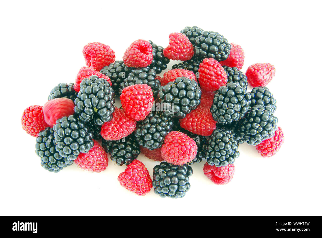 blackberry and raspberry on white isolated background Stock Photo - Alamy