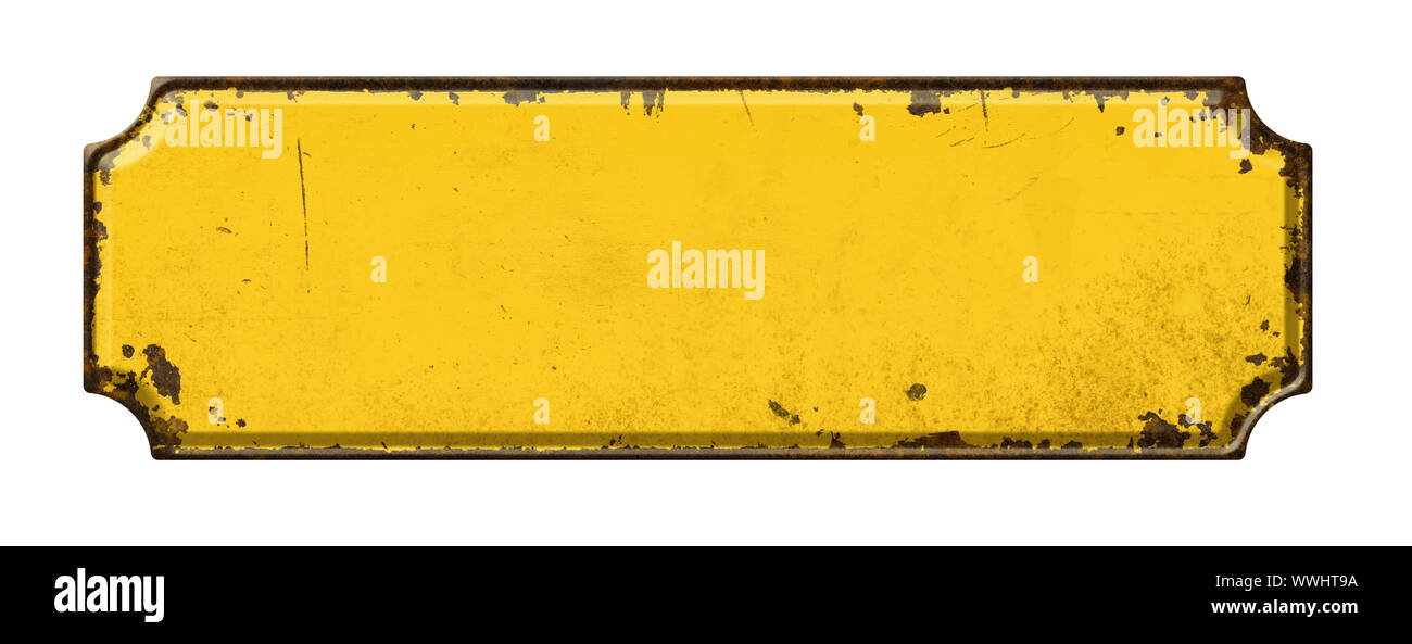Empty vintage tin sign on a white background Stock Photo - Alamy