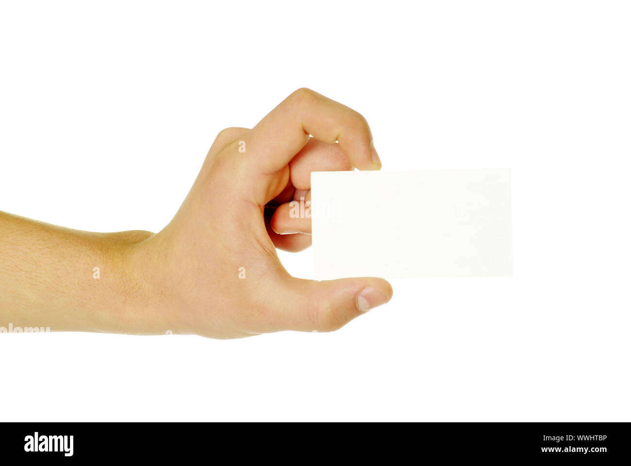 card blank in a hand isolated on white Stock Photo - Alamy