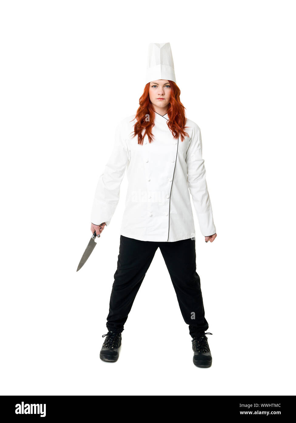 Female Chef isolated on white background Stock Photo - Alamy