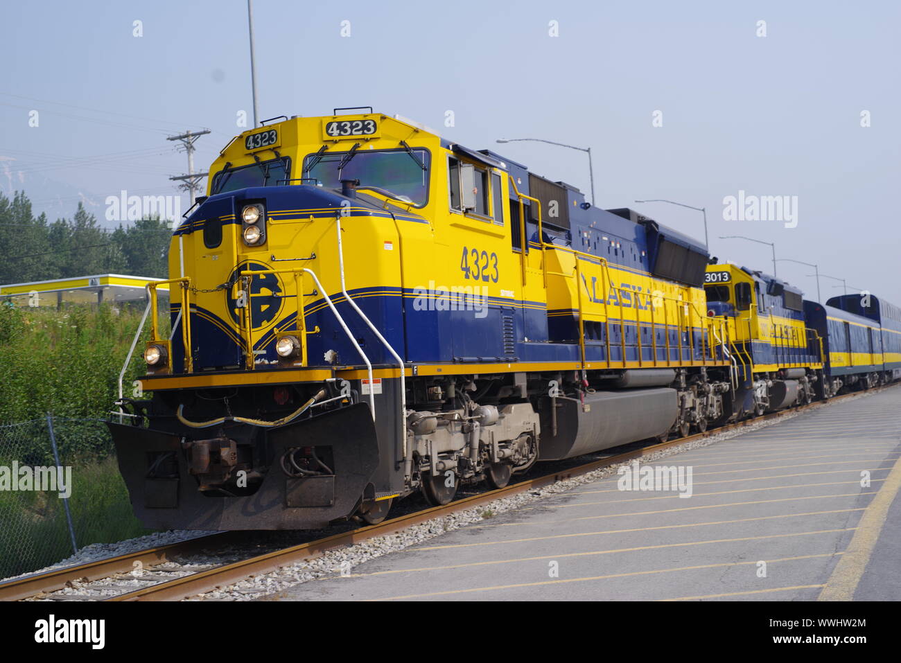 Alaska Railways engine 4323 arriving in Seward Stock Photo - Alamy