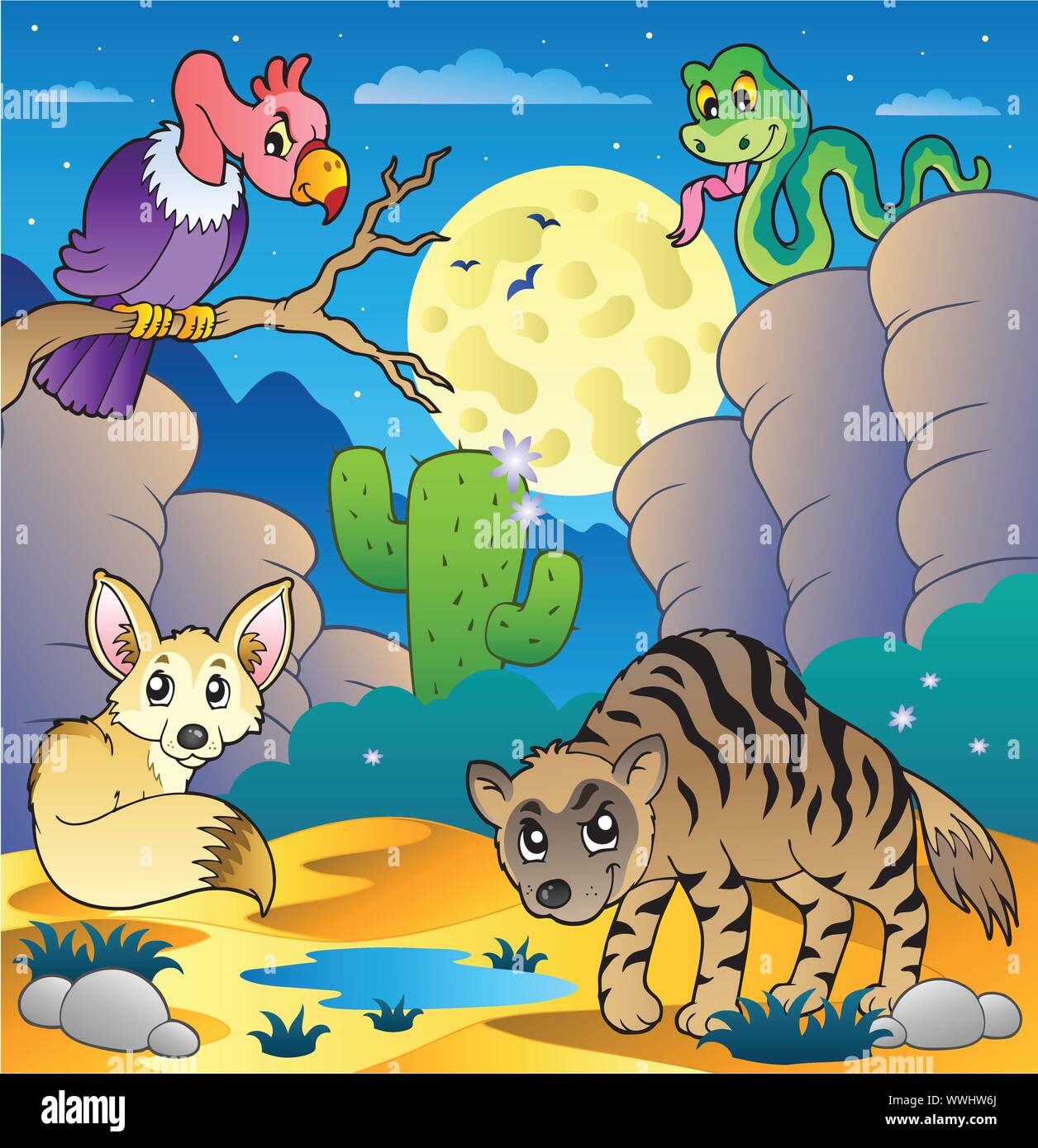 Desert scene with various animals 2 Stock Vector Image & Art - Alamy