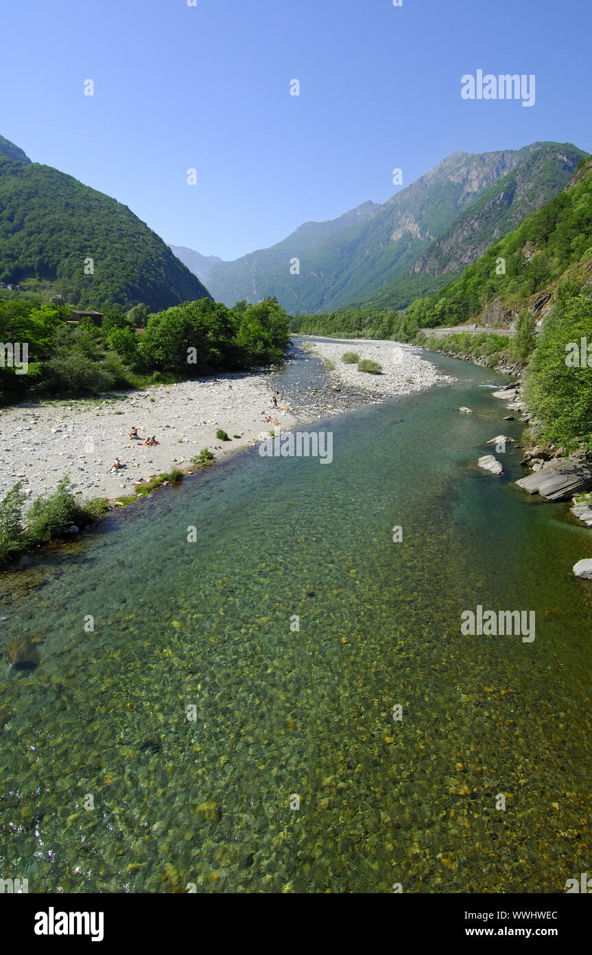 Natural river course of the Maggia, Ticino, Switzerland Stock Photo - Alamy