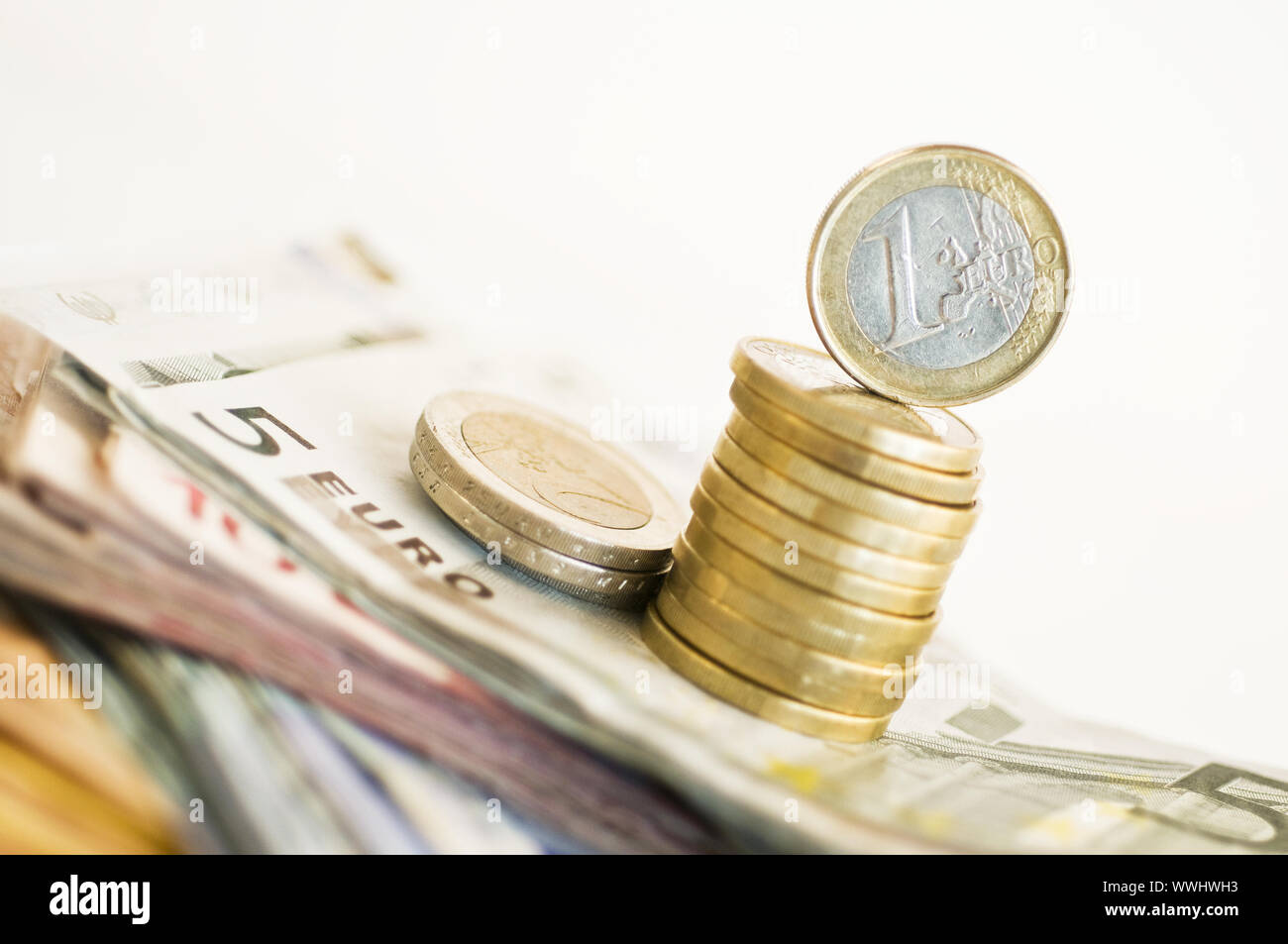Euro and coin stacks Stock Photo - Alamy