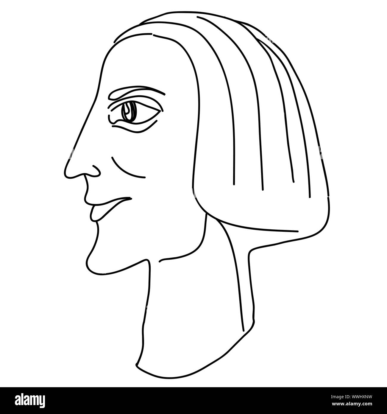 Stylized hand draw portrait cartoon Stock Photo - Alamy