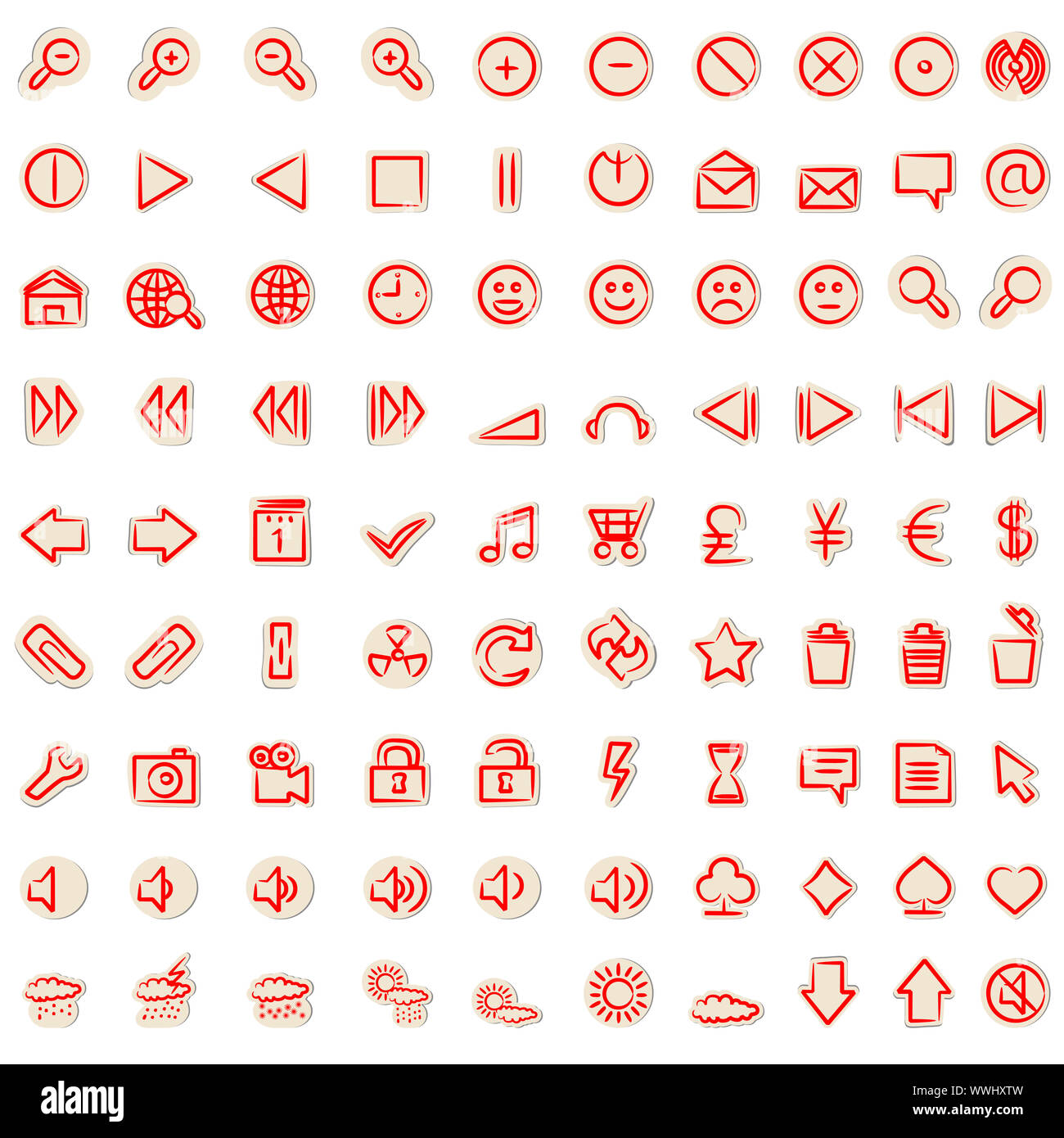 Web icons, stickers collection over white background Stock Photo - Alamy