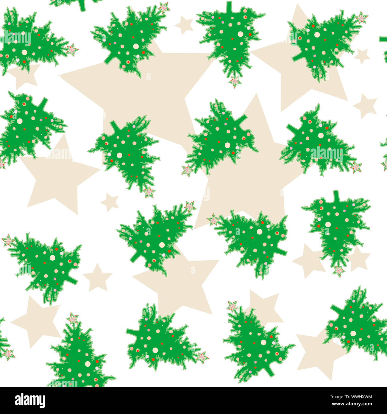 christmas tree pattern with stars over white Stock Photo - Alamy