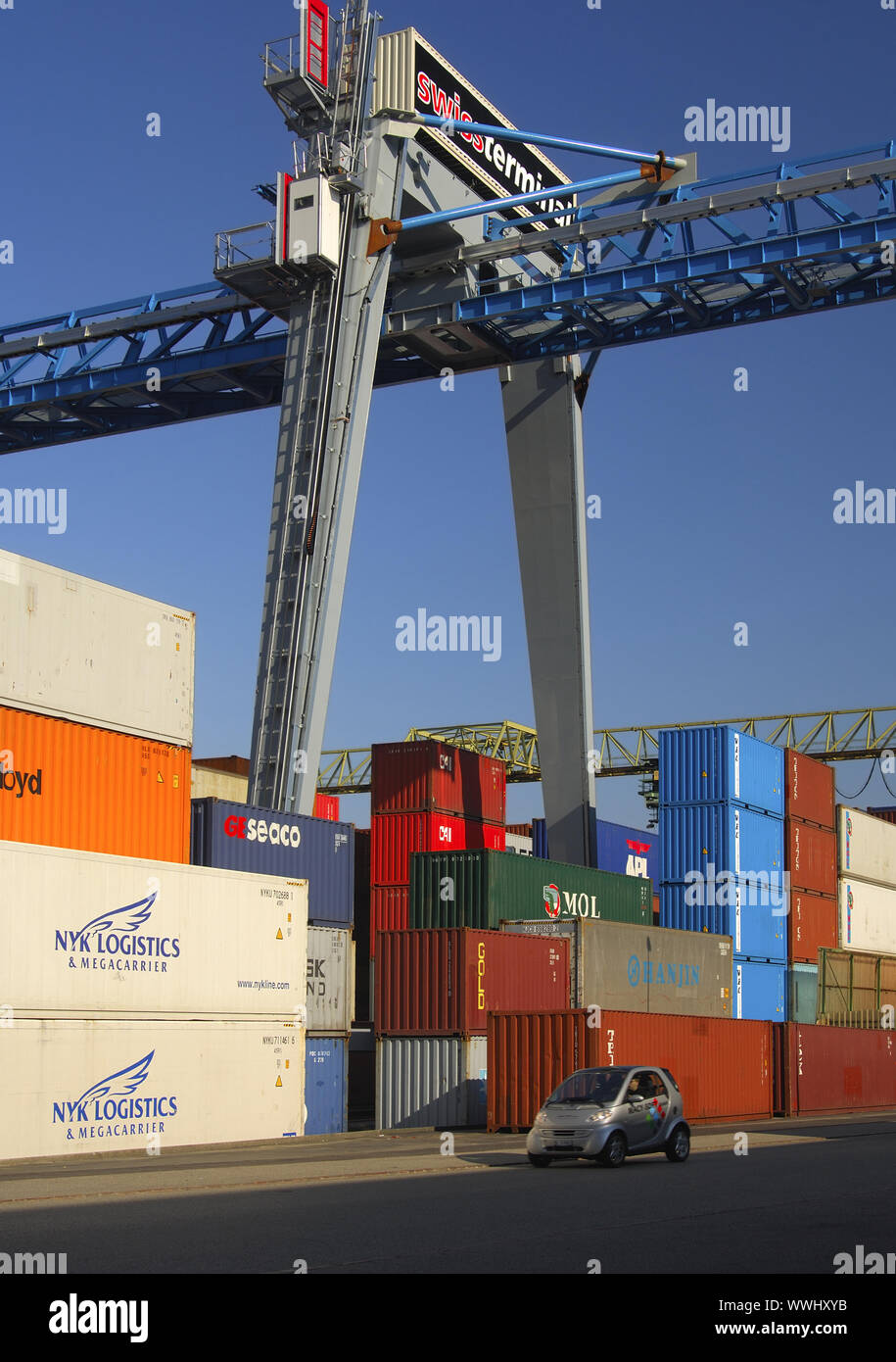 Trolley in container terminal Stock Photo - Alamy