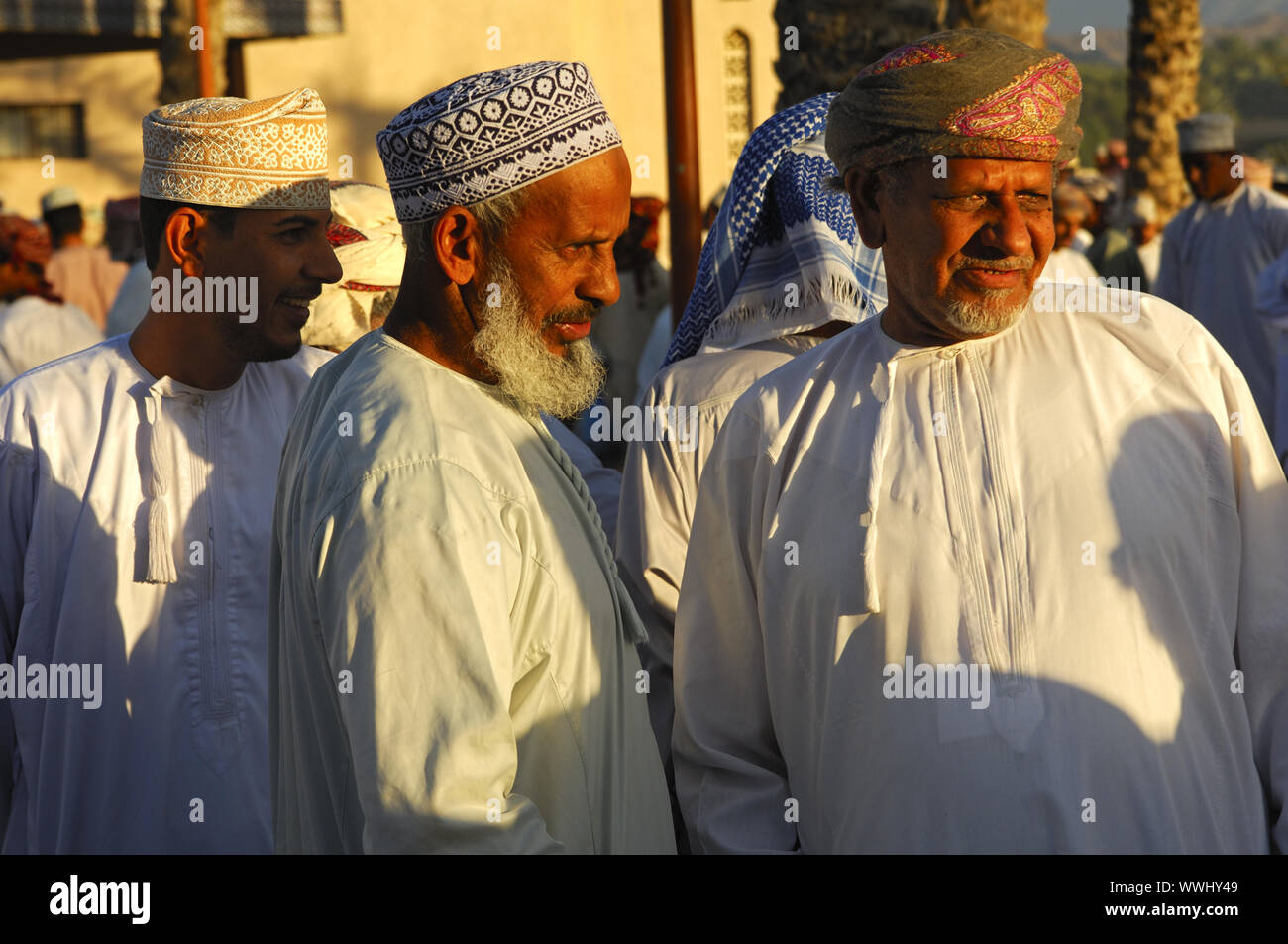 Omani men in conversation, Oman Stock Photo - Alamy