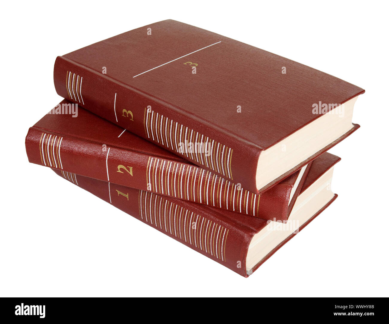 Three old books on a white background Stock Photo - Alamy