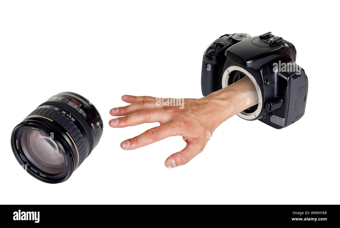 The camera without an objective and an objective Stock Photo - Alamy
