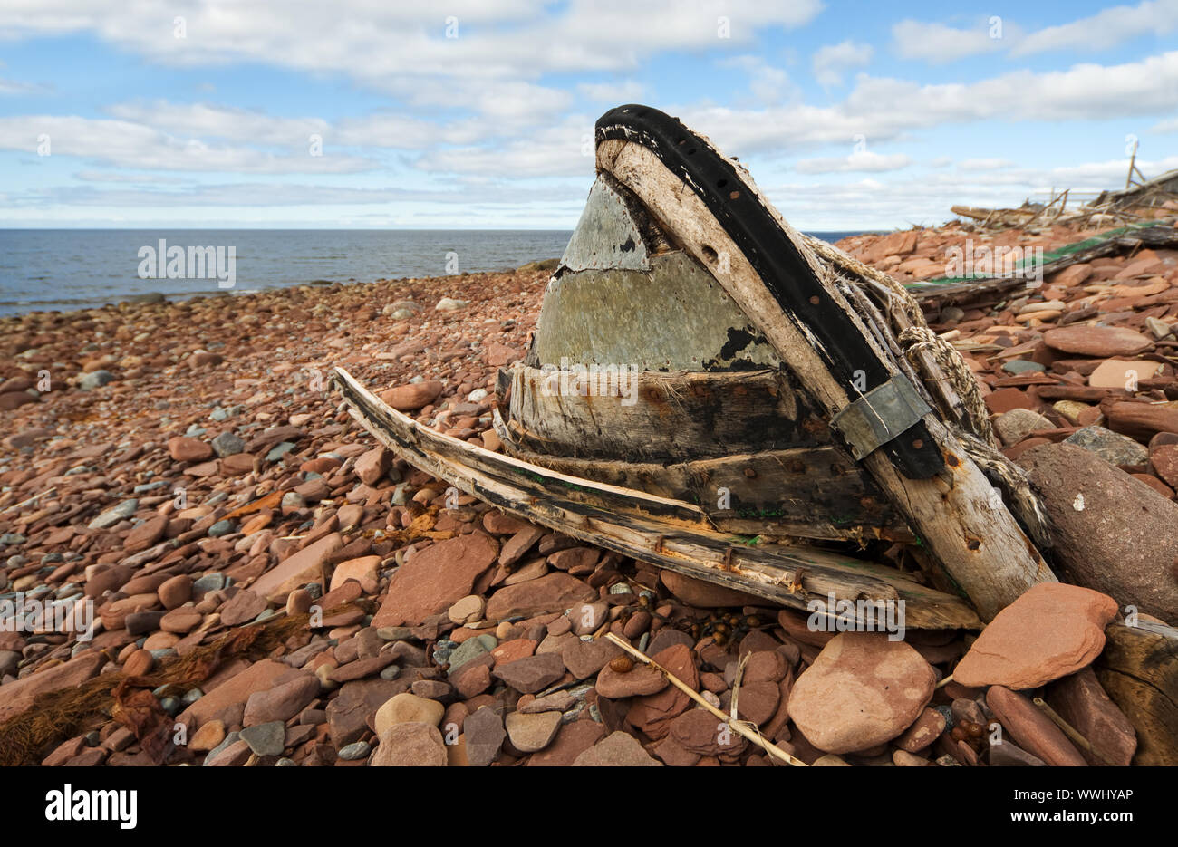 The old, broken boat on seacoast Stock Photo - Alamy