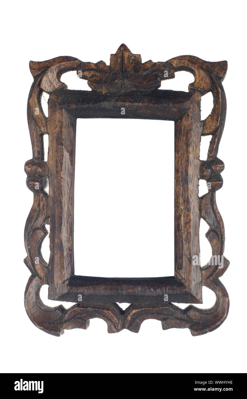 Old dark wooden picture frame isolated on white background Stock Photo ...