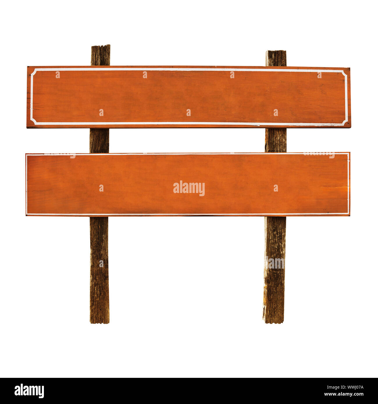 Old wooden plaque - a pointer to tourists, isolated on white background ...