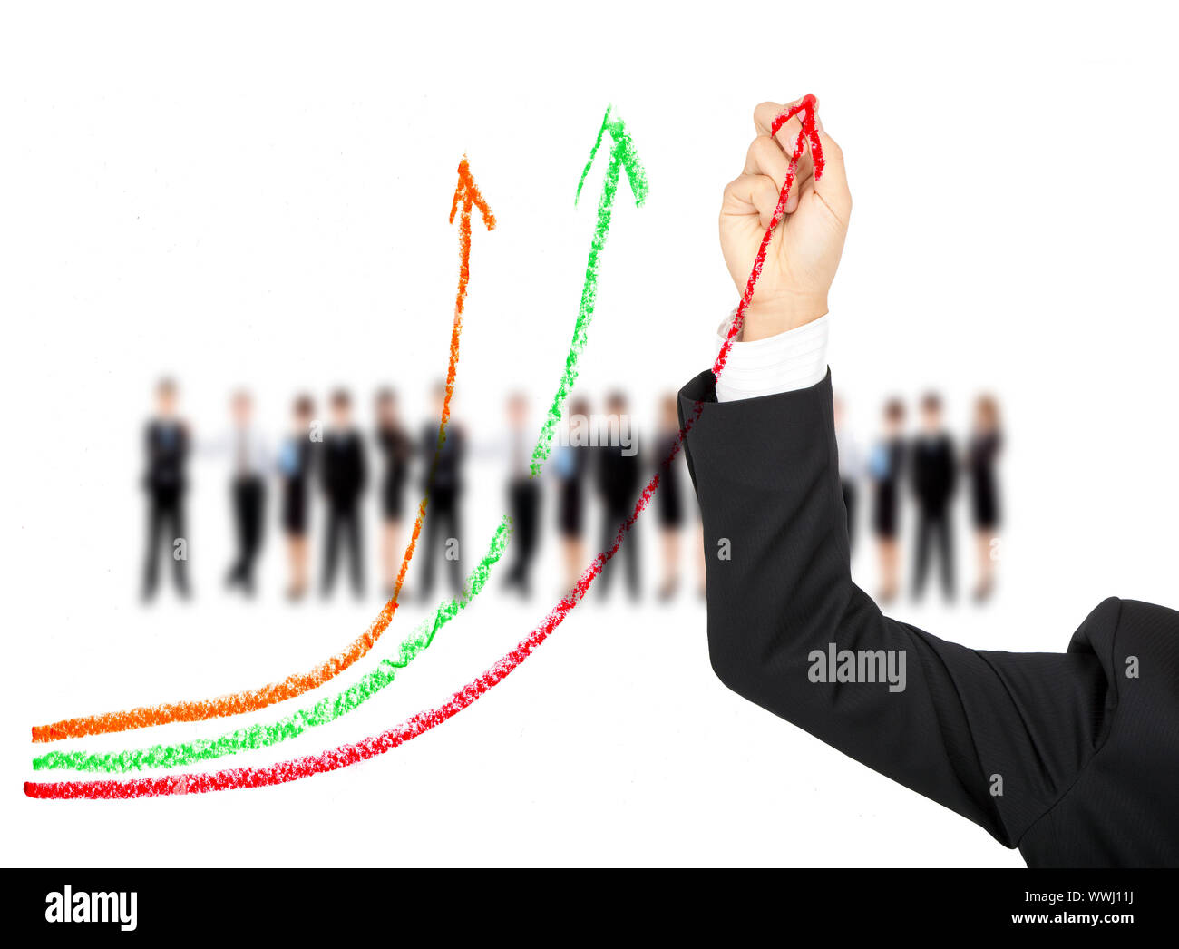 hand drawing business graph by colors chalk Stock Photo - Alamy