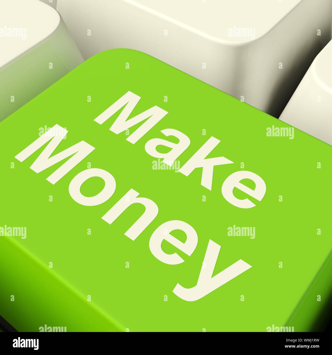 Make Money Computer Key In Green Showing Startup Businesses And Wealth ...