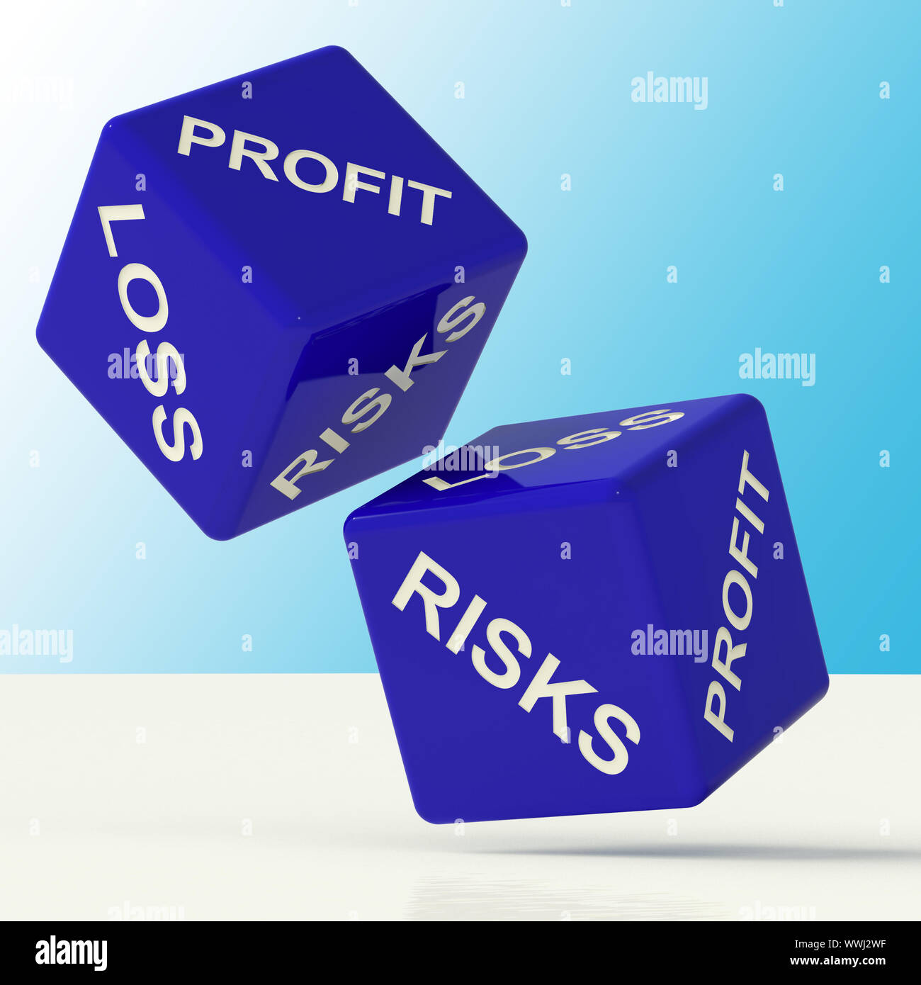 Profit Loss And Risks Blue Dice Showing Market Risk Stock Photo - Alamy