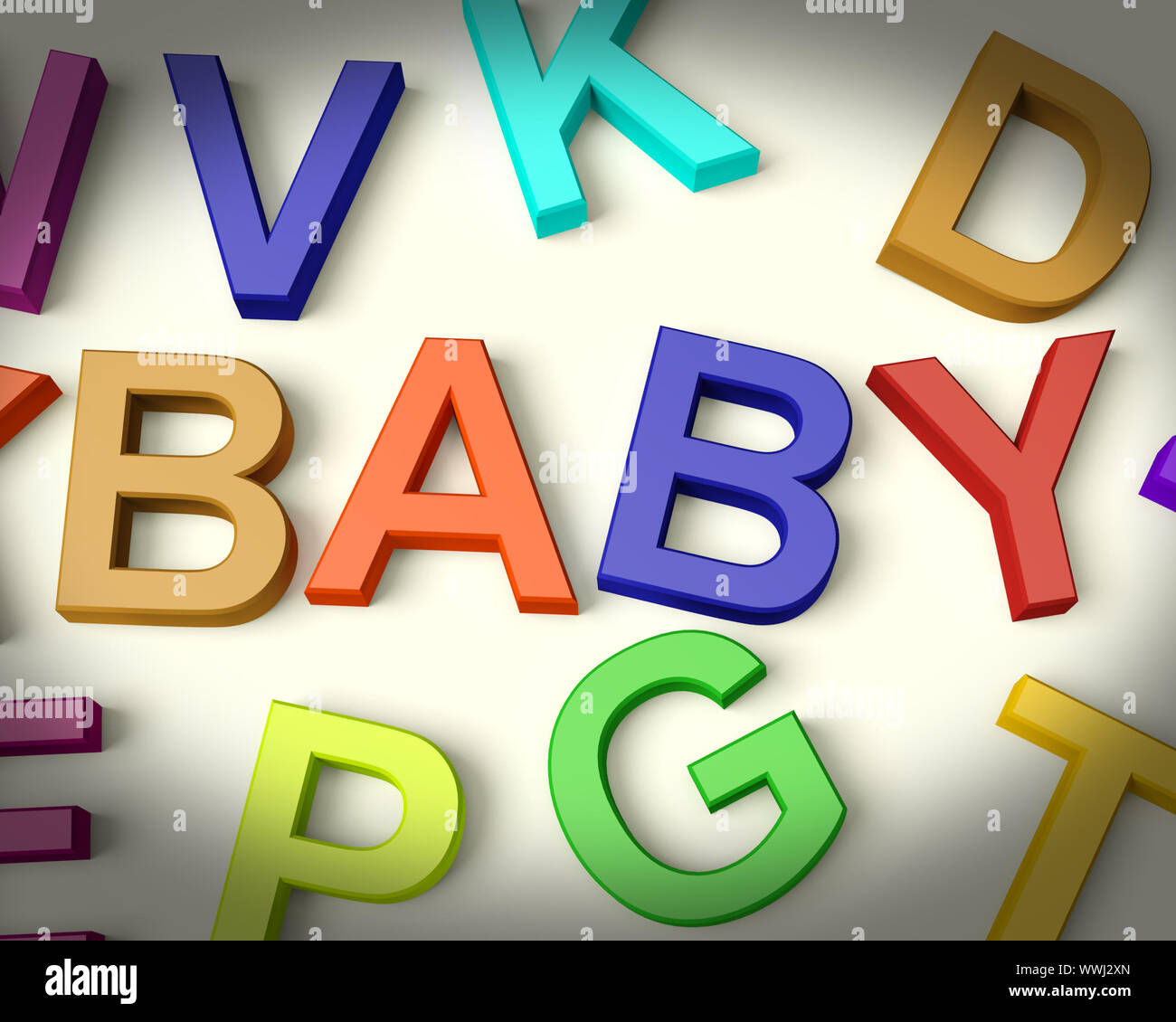 Baby Girl Written In Multicolored Kids Letters Representing Newborn ...