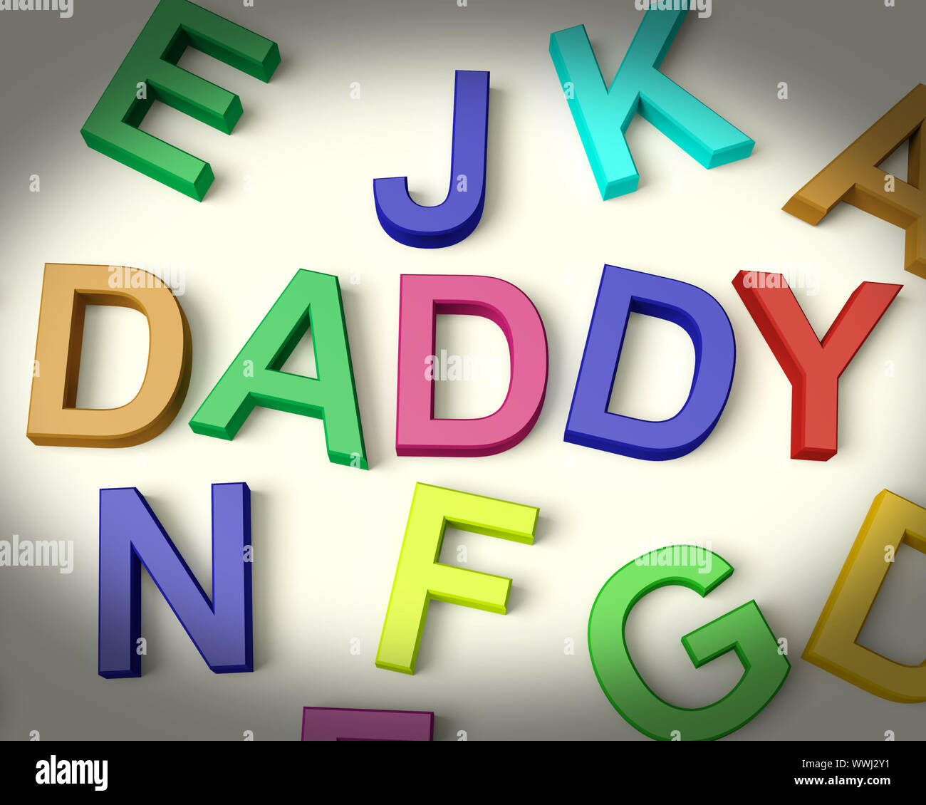 Daddy Written In Multicolored Plastic Kids Letters Stock Photo - Alamy