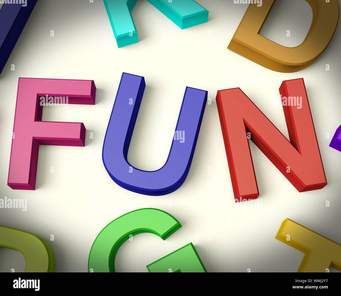 Fun Written In Multicolored Plastic Kids Letters Stock Photo - Alamy