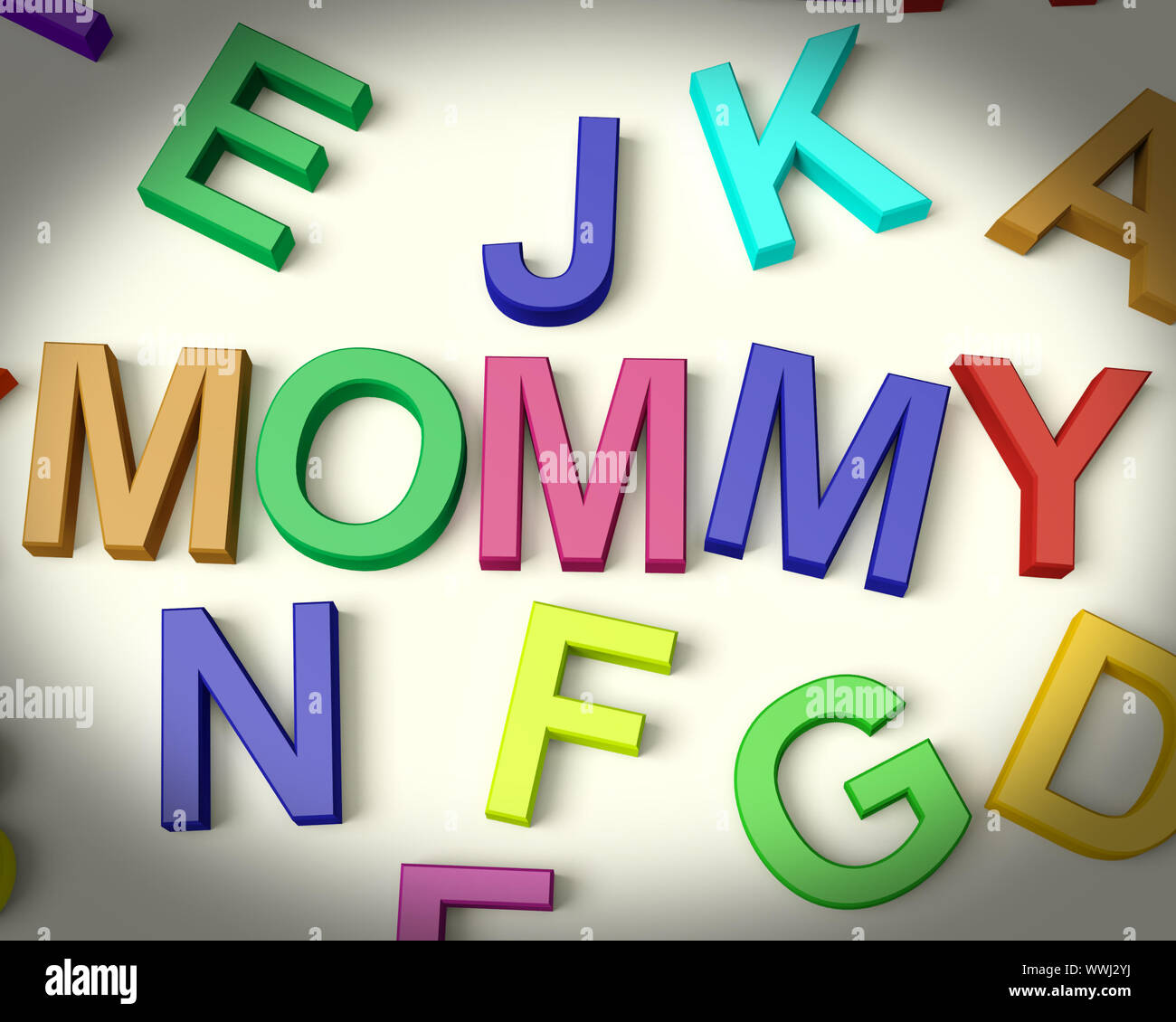 Mommy Written In Multicolored Plastic Kids Letters Stock Photo - Alamy