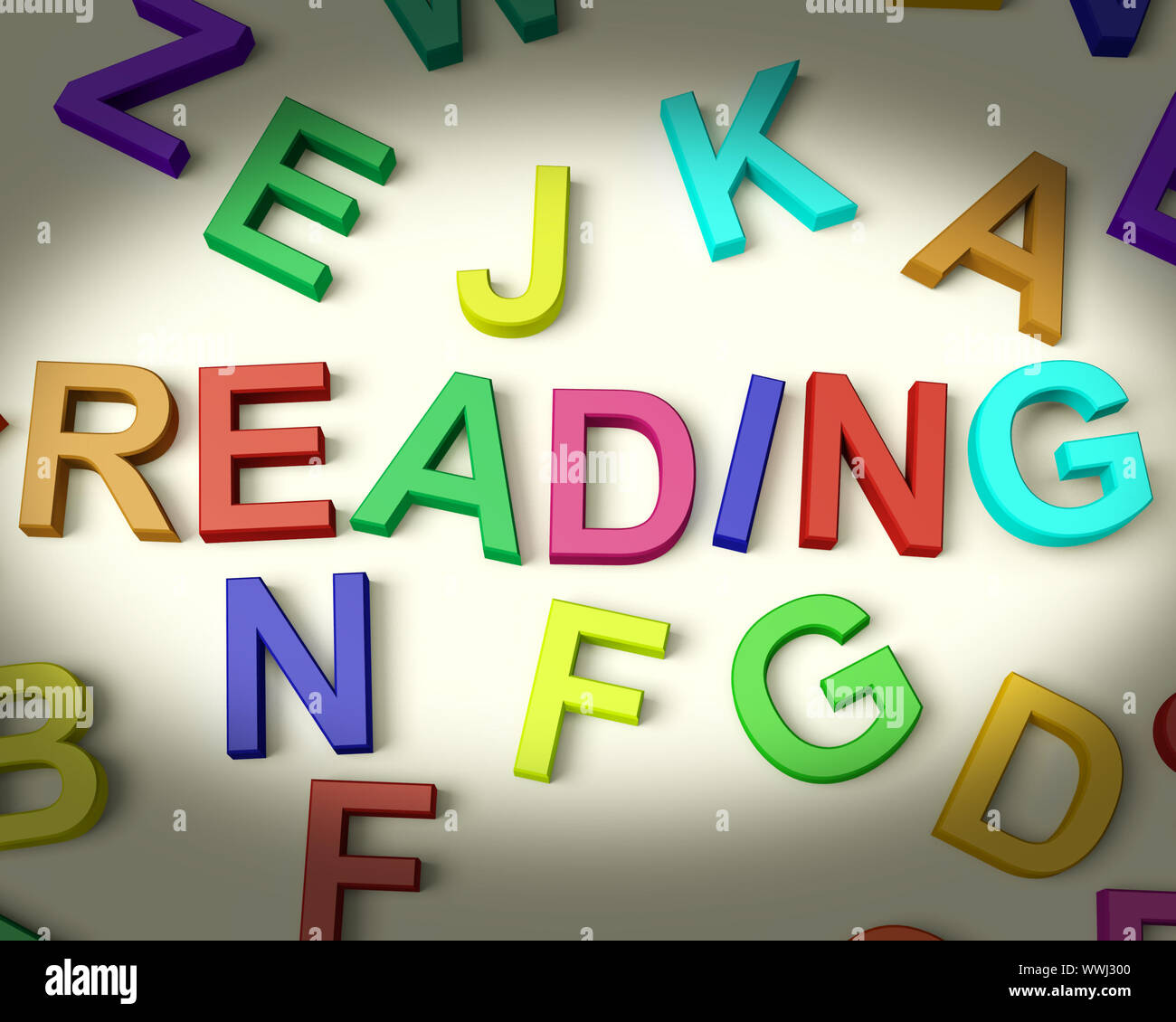 Reading Written In Multicolored Plastic Kids Letters Stock Photo - Alamy