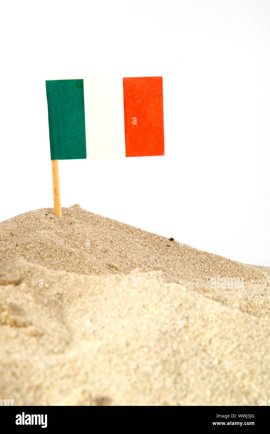 italian beach with flag and dunes Stock Photo - Alamy