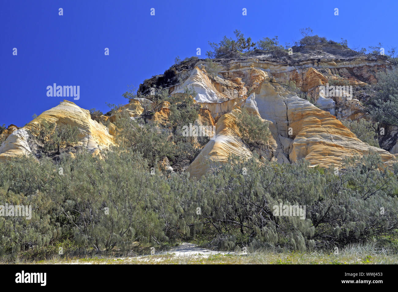coloured Rocks auf Fraser Island, Queensland, Australien Stock Photo ...
