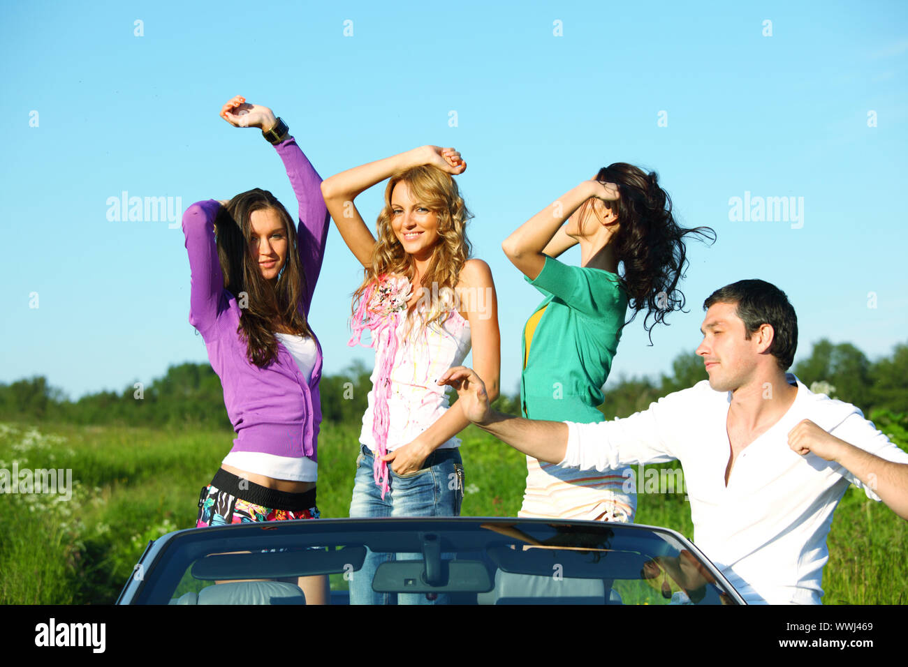 people group fun in cabriolet Stock Photo - Alamy