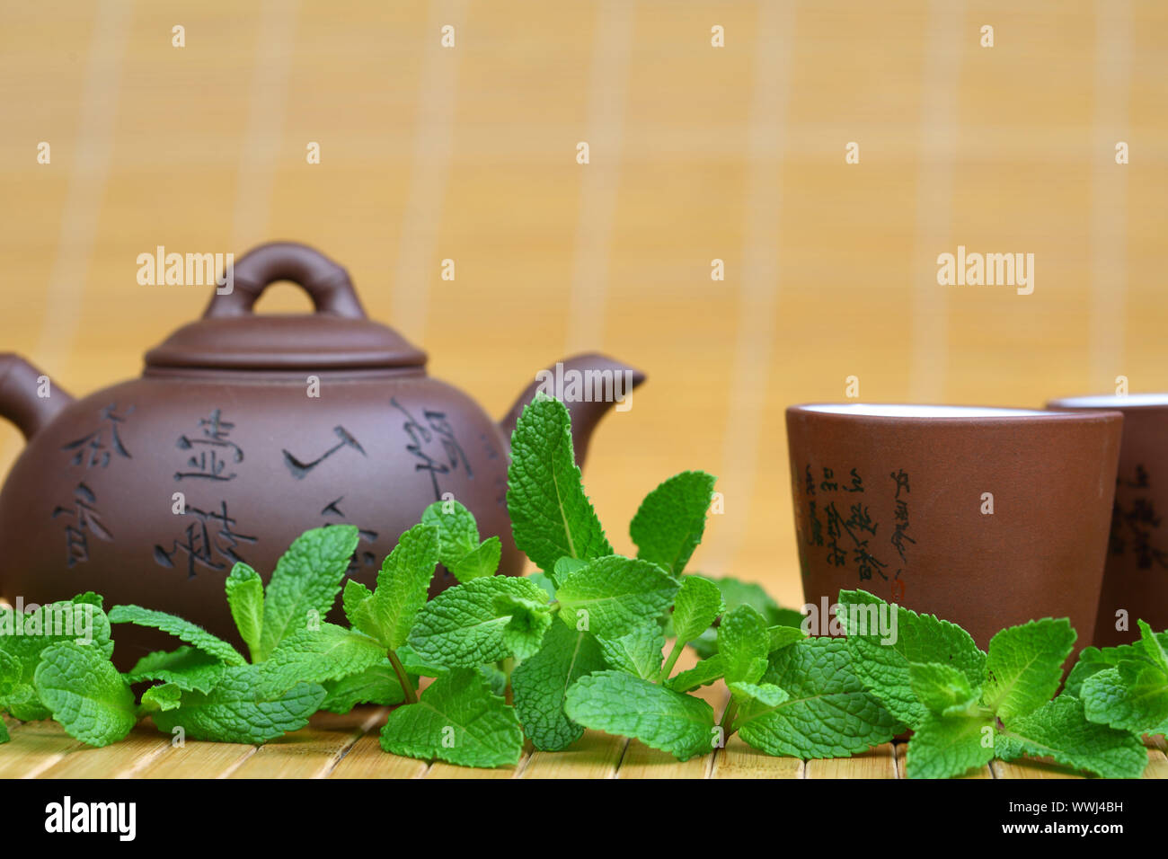 mint tea on china background Stock Photo - Alamy