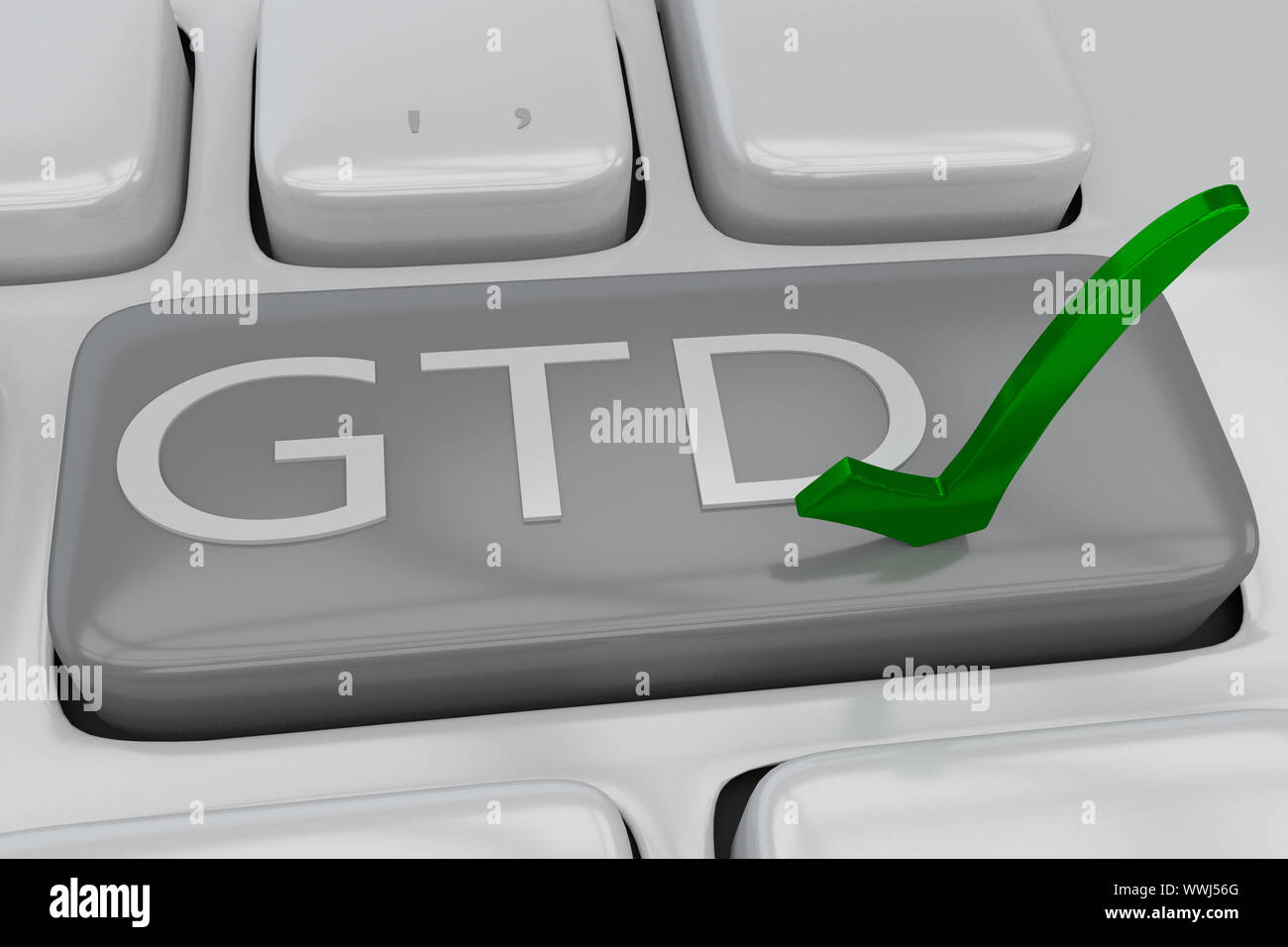 3D illustration of computer keyboard with the script GTD (Getting ... 3D illustration of computer keyboard with the script GTD (Getting ...