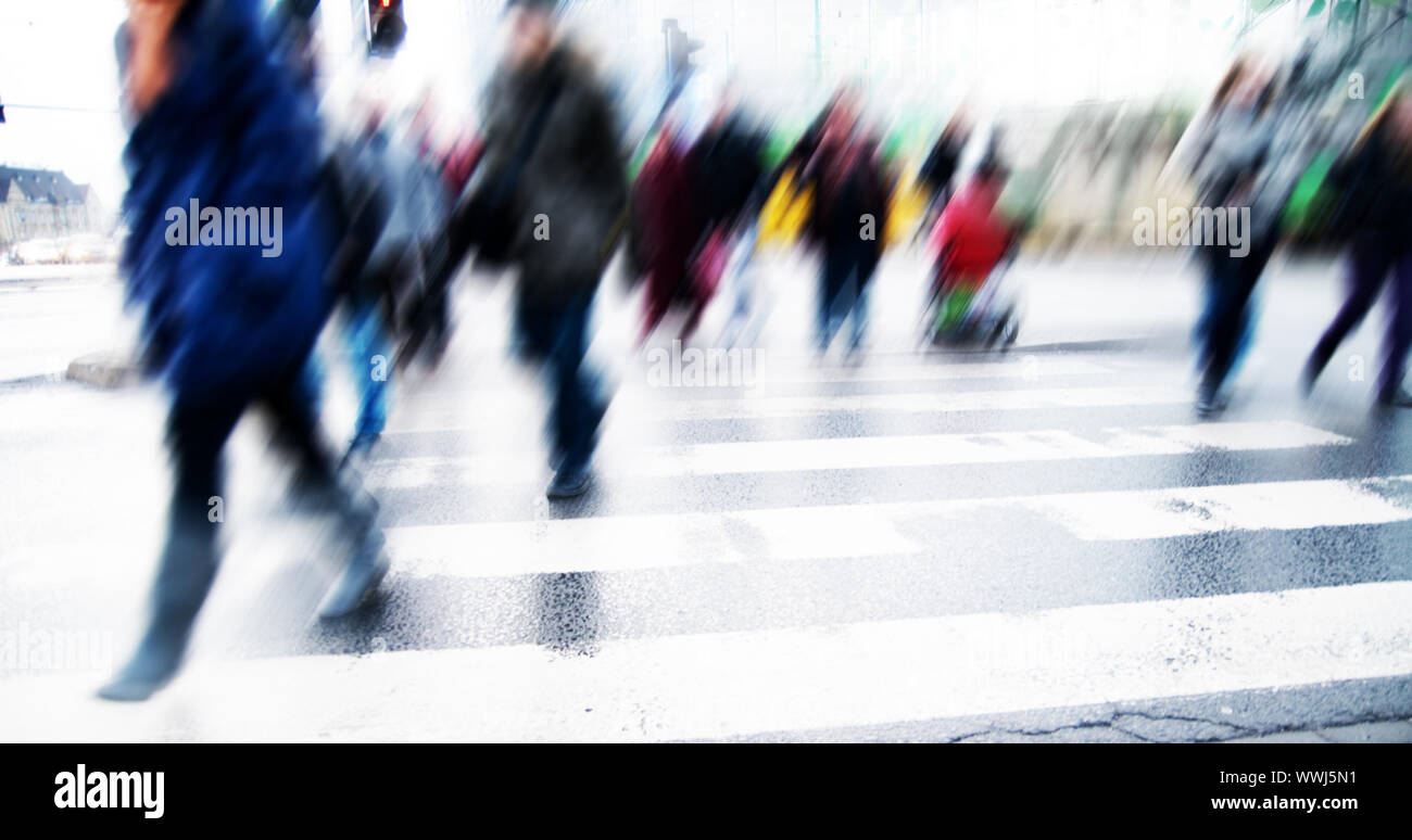 Pedestrian crossing rush. People moving motion Stock Photo - Alamy