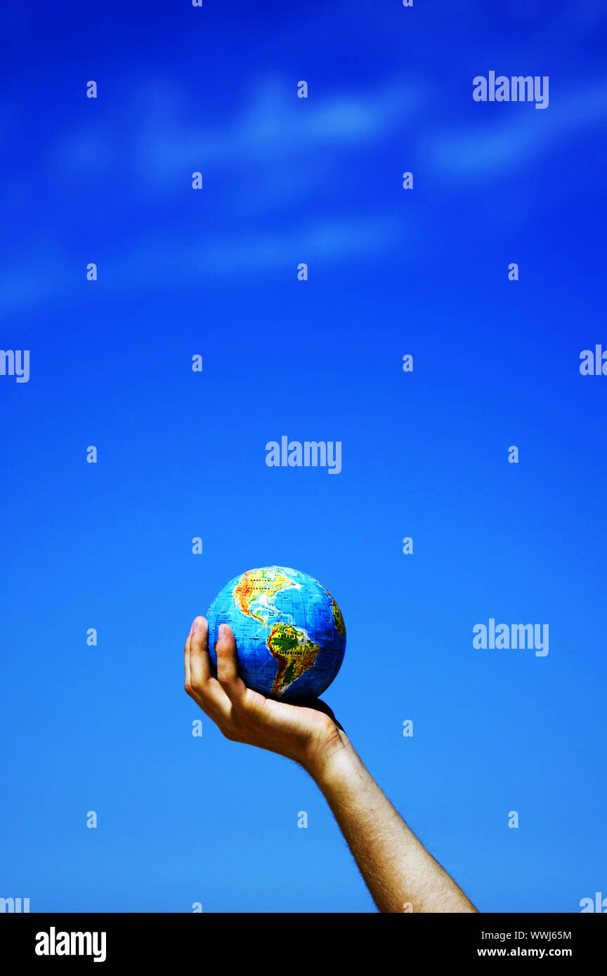 Earth globe in hand protected. Ideal for Earth protection concepts ...